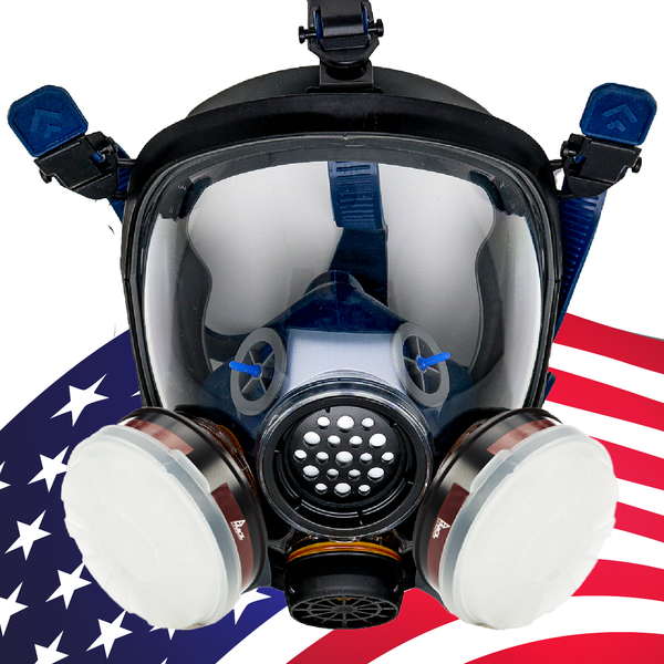 Parcil Safety PD-100 Full Face Respirator Gas Mask w/ Organic Vapor and ...