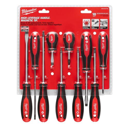 10-Piece Milwaukee 3-8" Phillips/Slotted/Square Screwdriver Kit