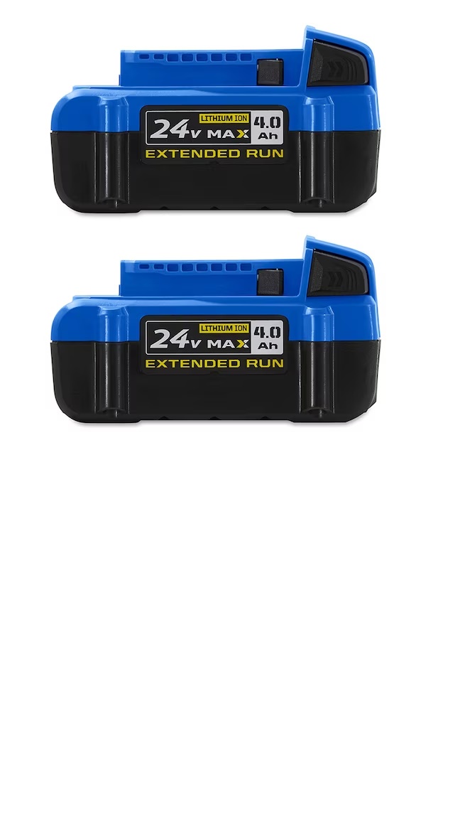 Kobalt 24-Volt 2-Pack 4 Amp-Hour; 4 Amp-Hour Lithium Power Tool Battery $69