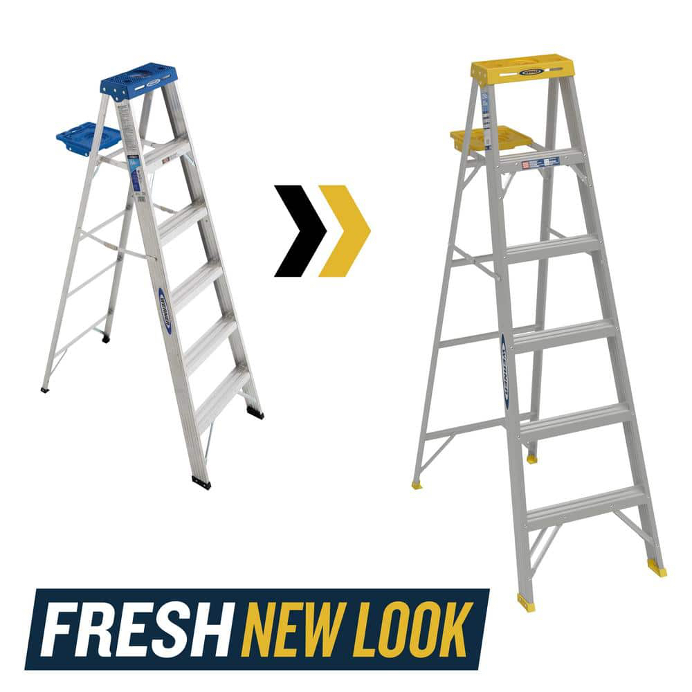 Werner 6 ft. Aluminum Step Ladder (10 ft. Reach Height) with 250 lb ... Werner 6 ft. Aluminum Step Ladder (10 ft. Reach Height) with 250 lb ...