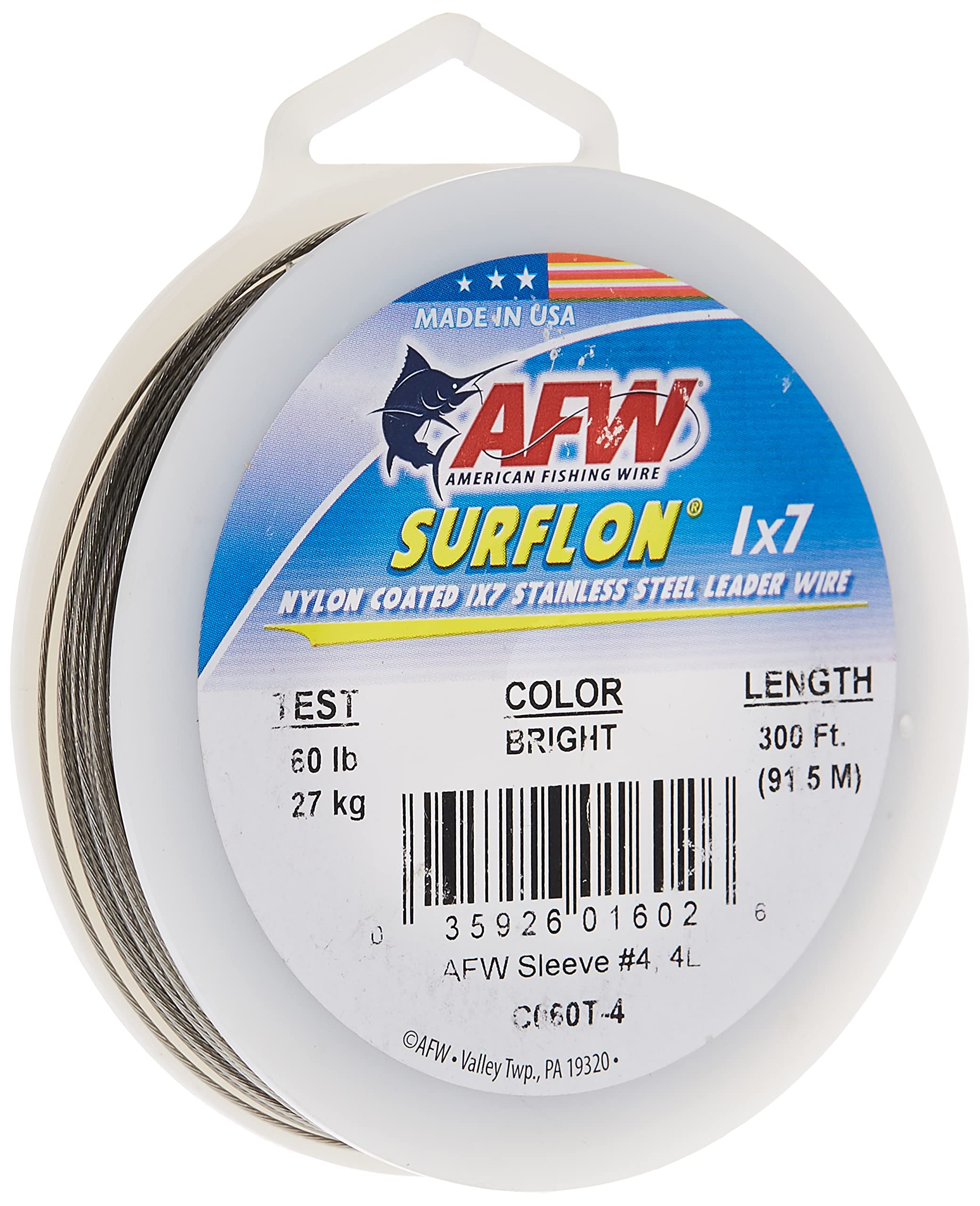 30' American Fishing Wire Surflon Nylon Coated 1x7 Stainless Steel ...