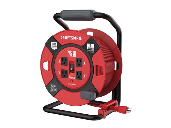 75' CRAFTSMAN 14 AWG Retractable Extension Cord Reel w/ 4 Outlets $60 ...