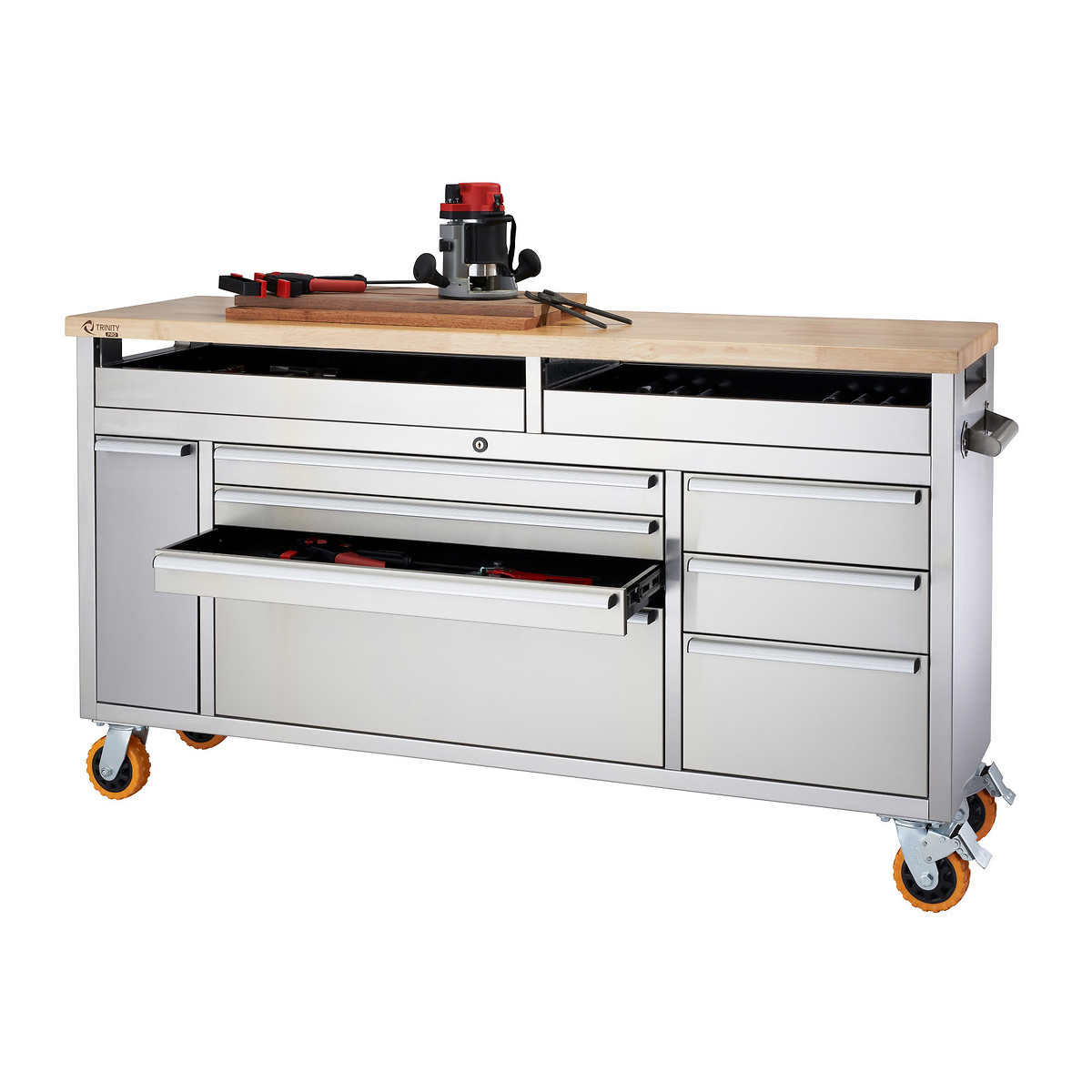 YMMV - TRINITY 66" Stainless Steel Rolling Workbench with Clampable ...