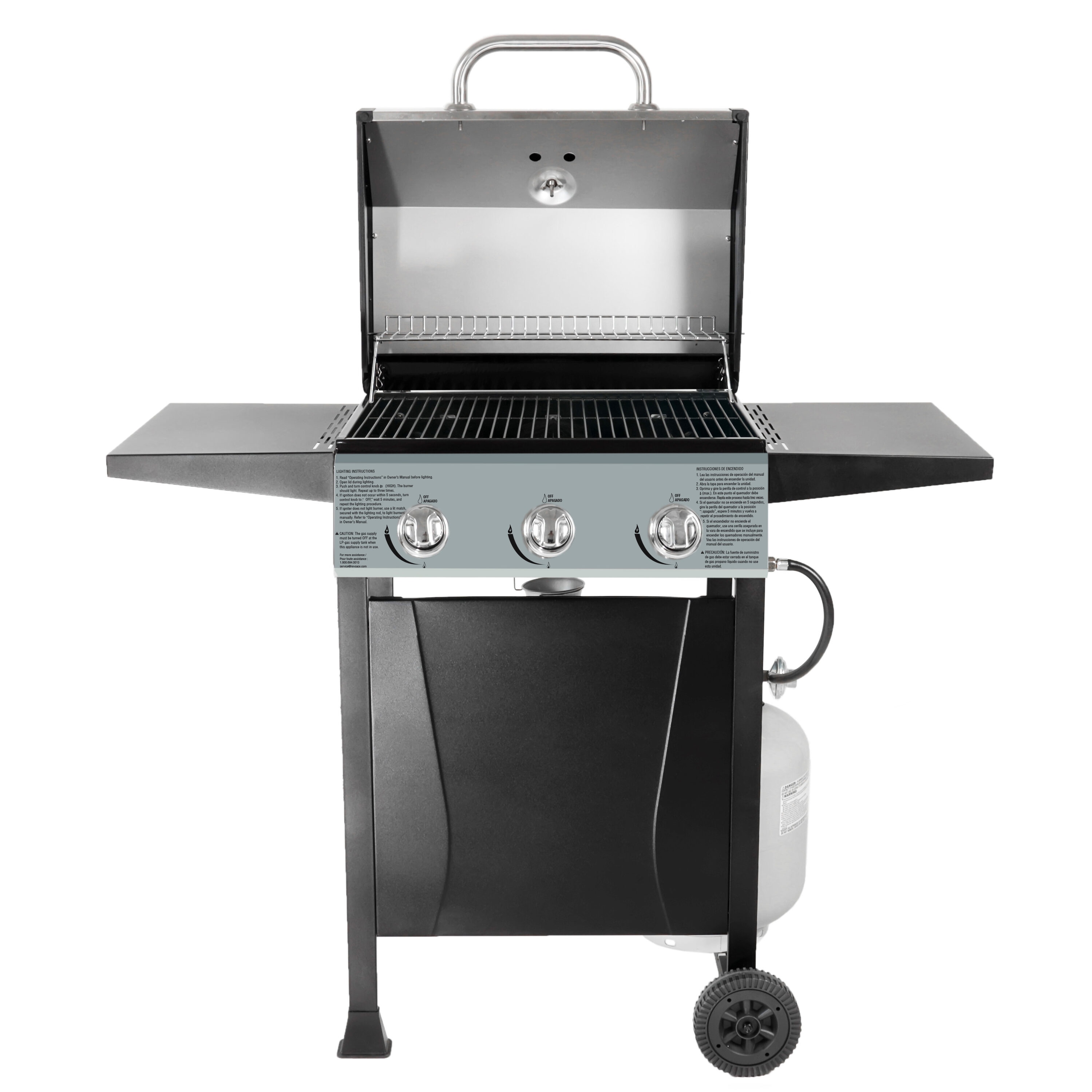 Master Forge Black and Silver/Porcelain and Stainless Steel 3-Burner ...