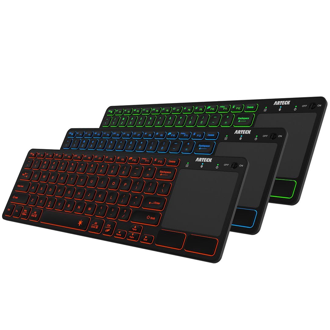 Arteck Universal Backlit 7-Colors Bluetooth Touch TV Keyboard with Easy ...
