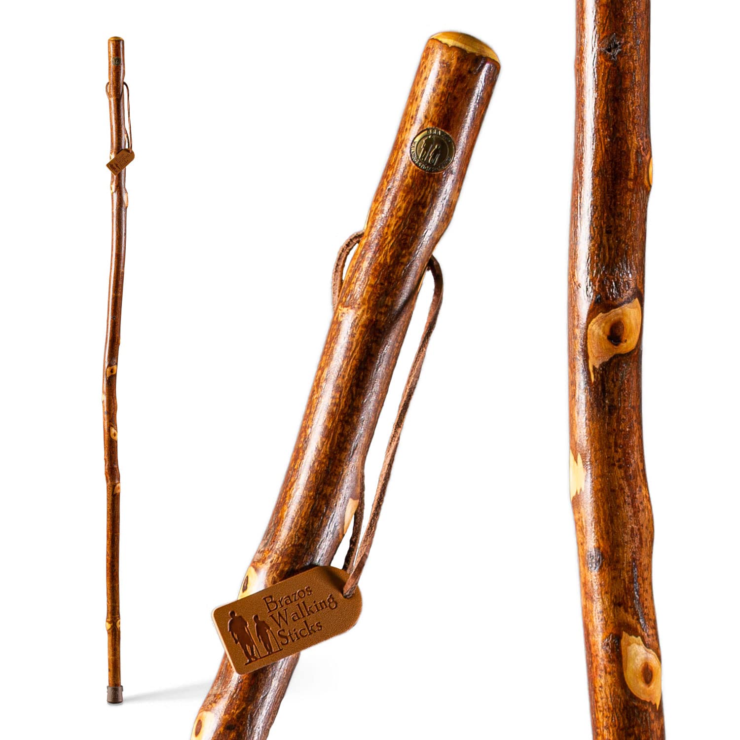 55" Brazos Rustic Wood Walking Stick (Hawthorn, Traditional Style ...