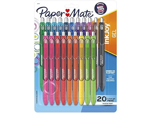 20-Count Paper Mate InkJoy Gel Pens (Assorted Colors) $8, 12-Pack Paper ...