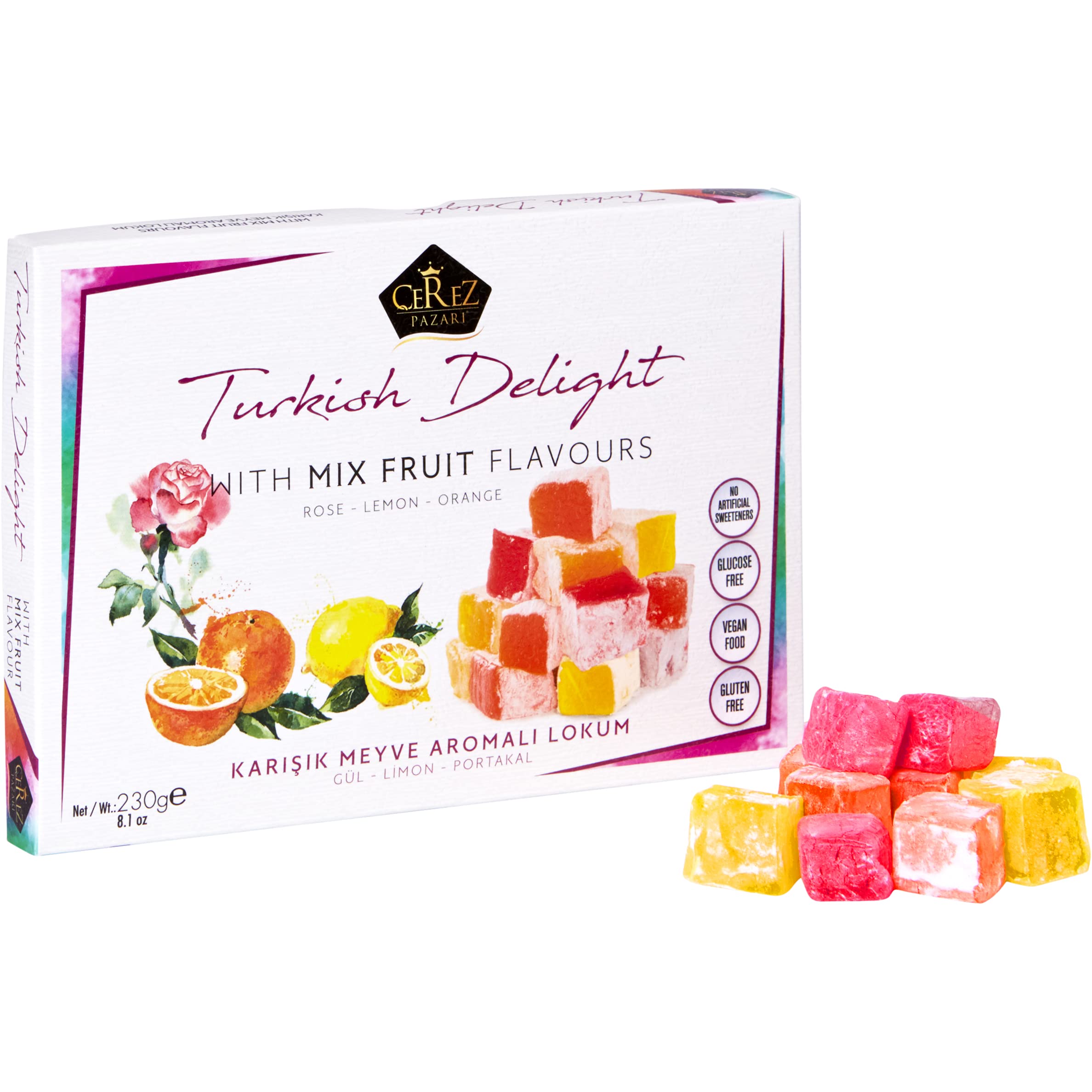 Cerez Pazari Turkish Delight Lokum Candy w/ Fruit Flavors: 16oz. $6.55 ...