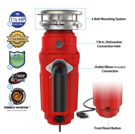 Costco Members American Standard Slim Line 1.25HP Food Waste Disposer ...