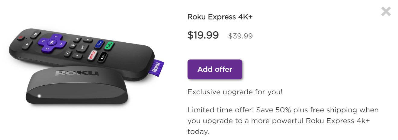 $19.99 Roku 4K+ with free shipping (YMMV/likely targeted to owners of ...