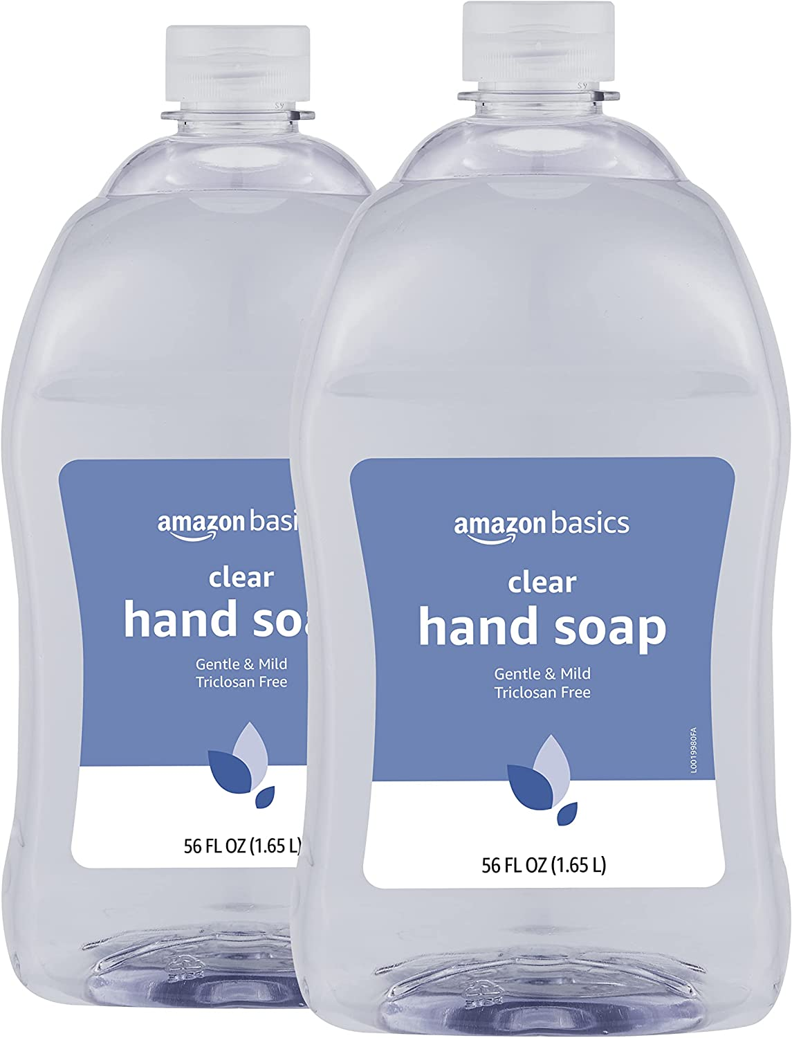 2-Pk/56 Oz ea Amazon Basics Gentle & Mild Clear Liquid Hand Soap Refill ...