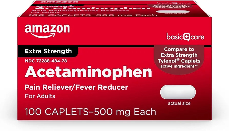 100-Ct Amazon Basic Care Extra Strength 500-mg Acetaminophen Caplets $3.41