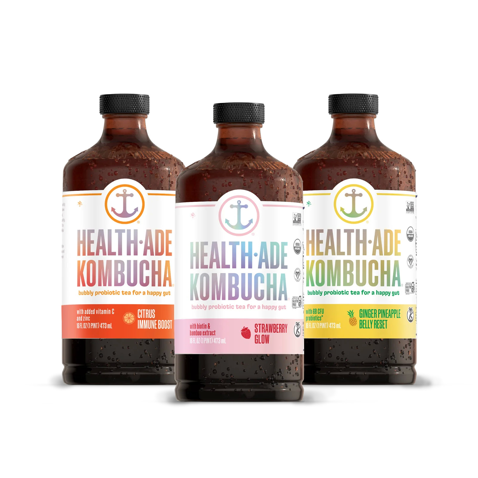 12-Pack 16-Oz Health-Ade Kombucha (Glow Up Variety Pack)