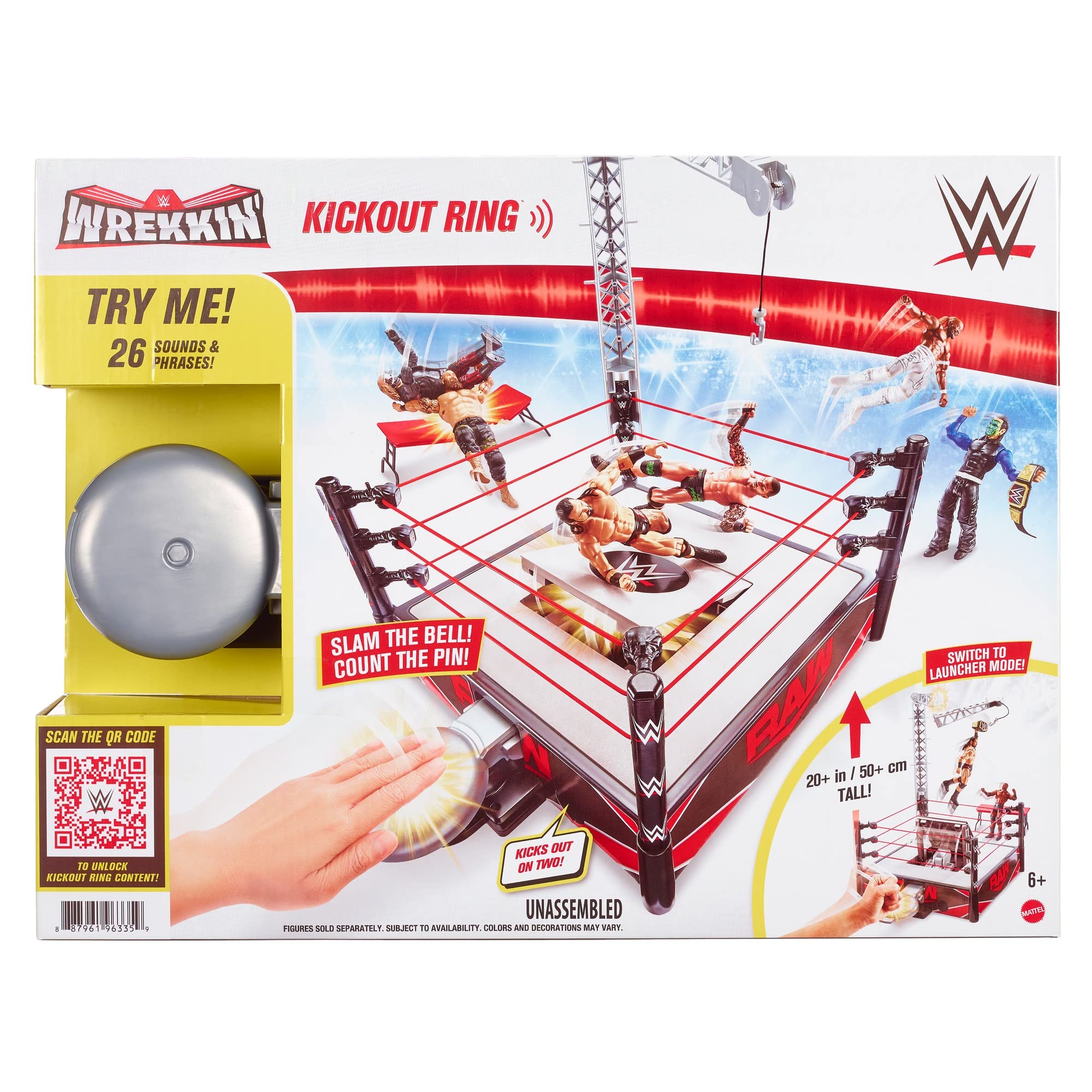 Mattel WWE Wrekkin Kickout Wrestling Ring w/ Sounds, Toy Launcher ...