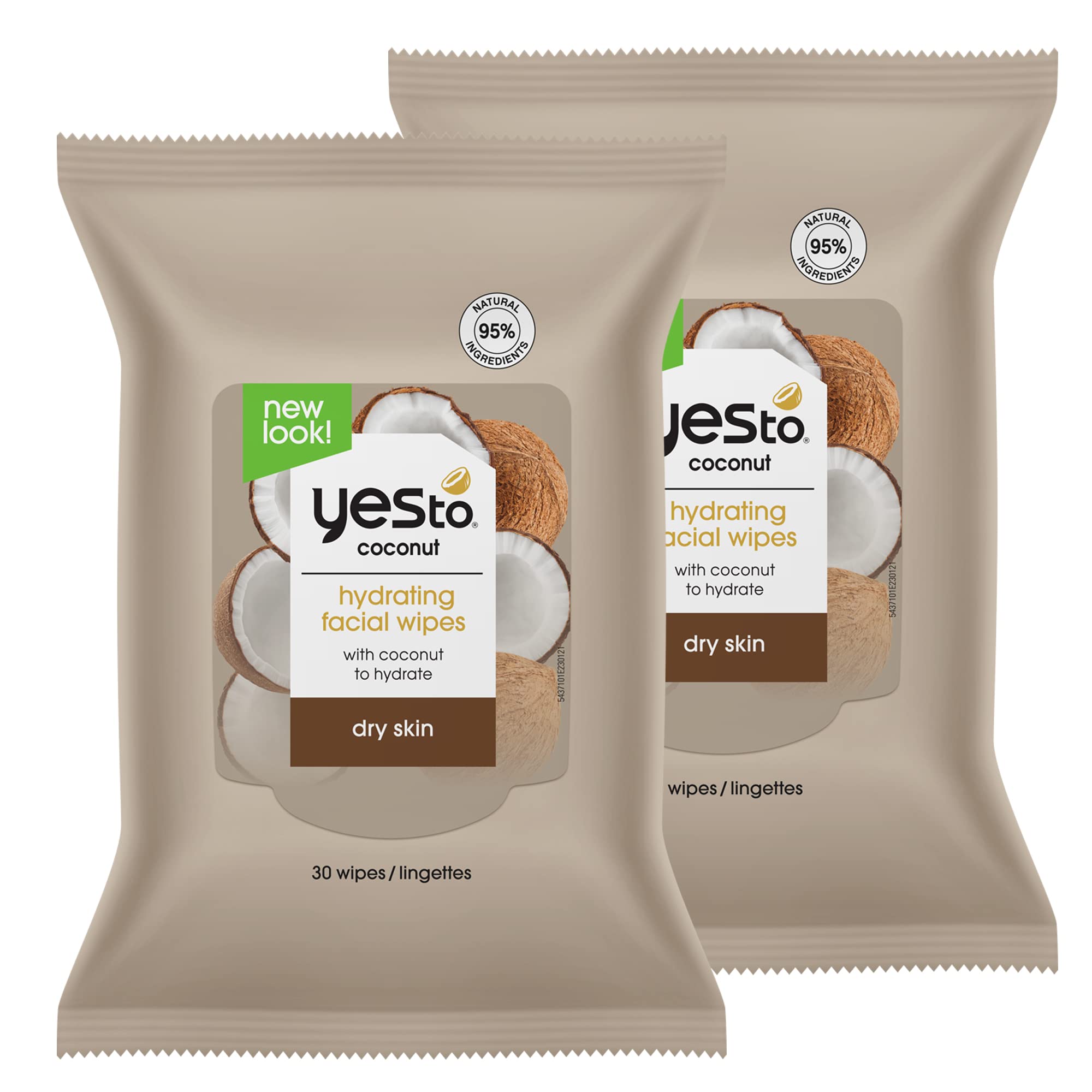 2-Pack Yes To Face Wipes (Coconut) Make Up Remover, Cleaning, Soothing ...
