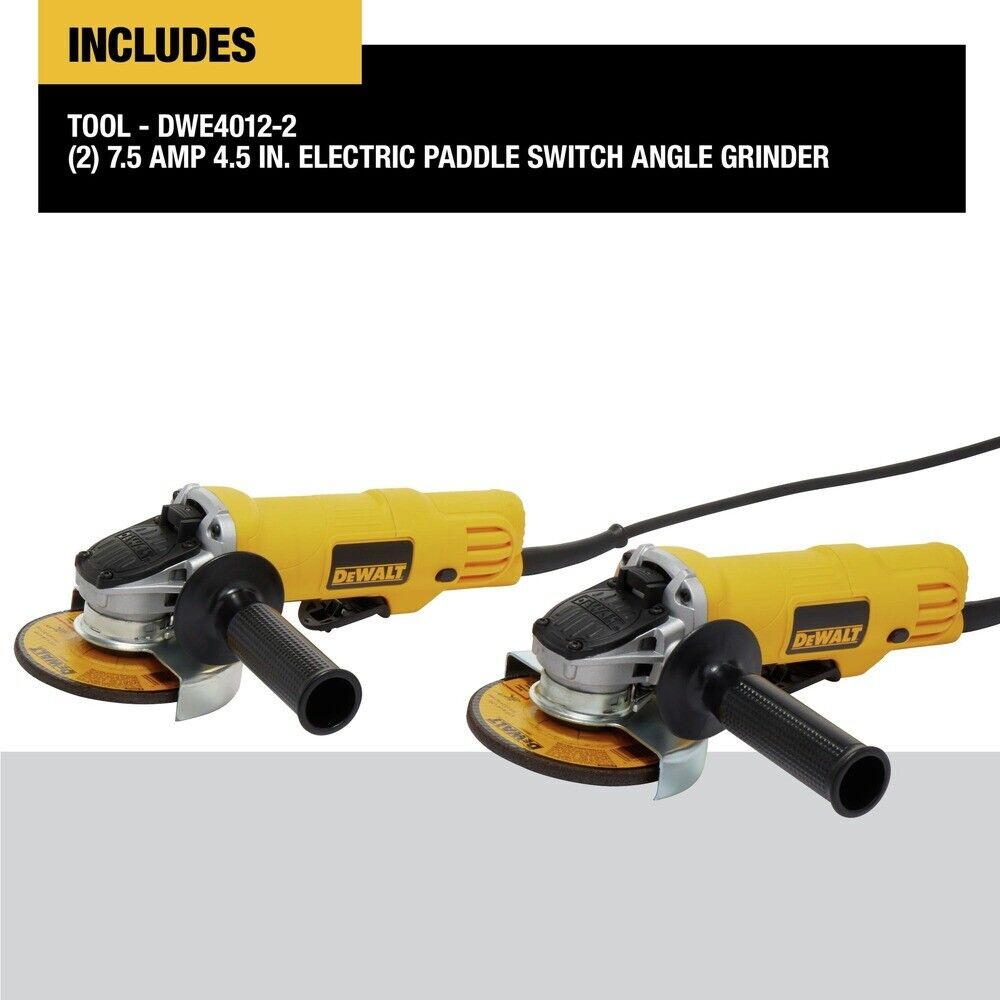 2-Pack DeWalt Corded 4-1/2" Angle Grinders ($43.86 Each) DWE4012-2W 7.5 ...