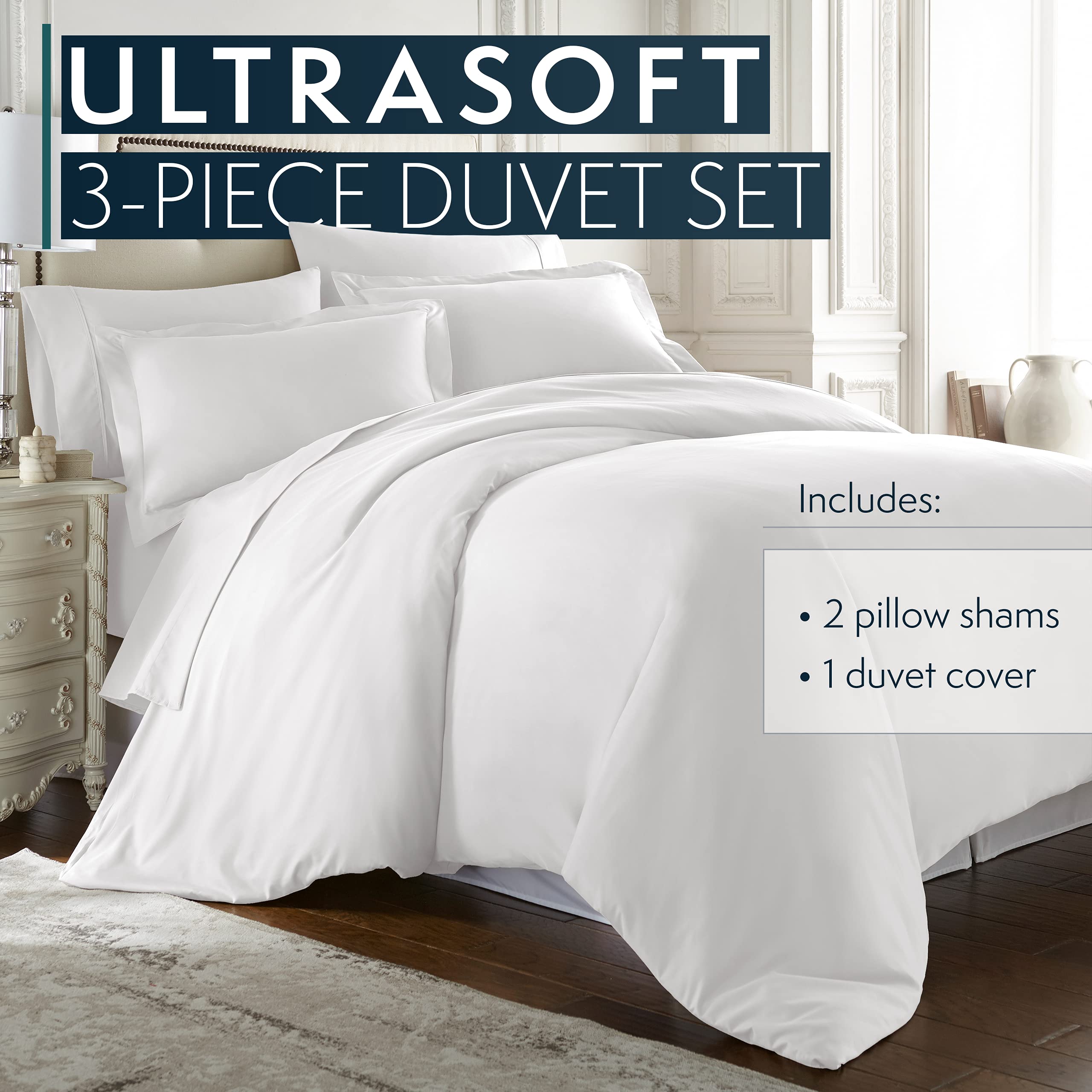 3 Piece Hc Collection Microfiber Duvet Cover Set W 2 Pillow Shams