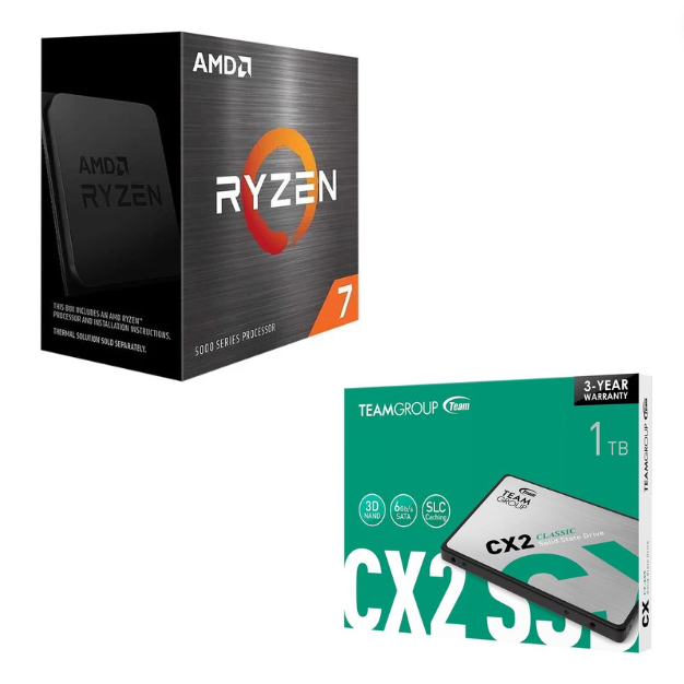 AMD Ryzen 7 5700X 8-Core 3.4GHz Processor + 1TB Team Group CX2 2.5 ...
