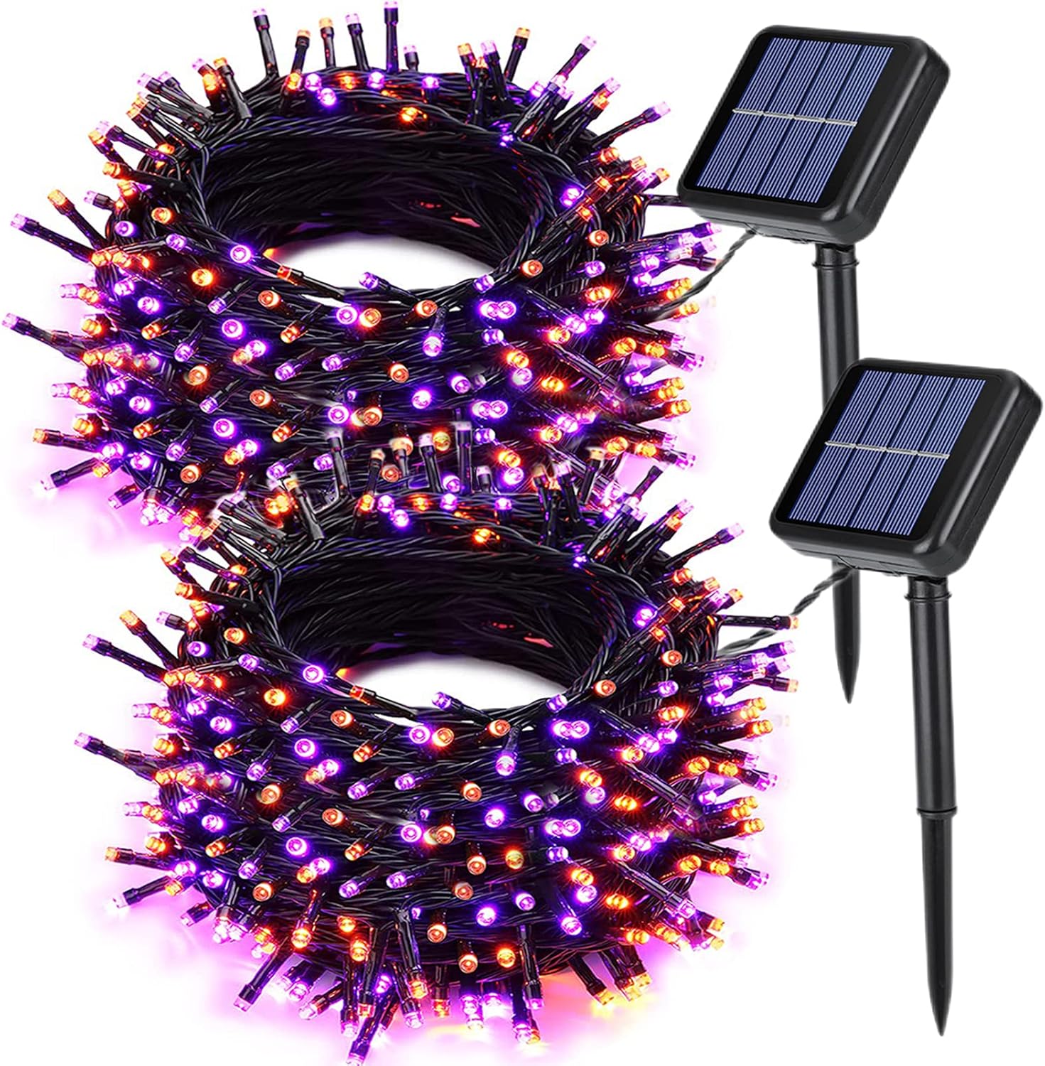 2-Pack 72' 200-LEDs Joomer Solar String Lights (Purple/Orange) $15 ...