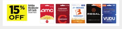 Holiday Blockbuster Gift Cards 15% off at Dollar General - Vudu, AMC ...