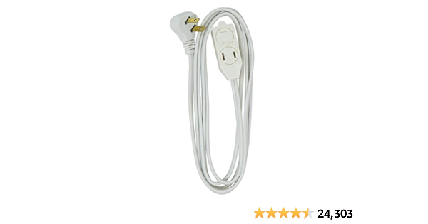 SlimLine 2235 Indoor Flat Plug Extension Cord, 3 Foot Cord, Right ...