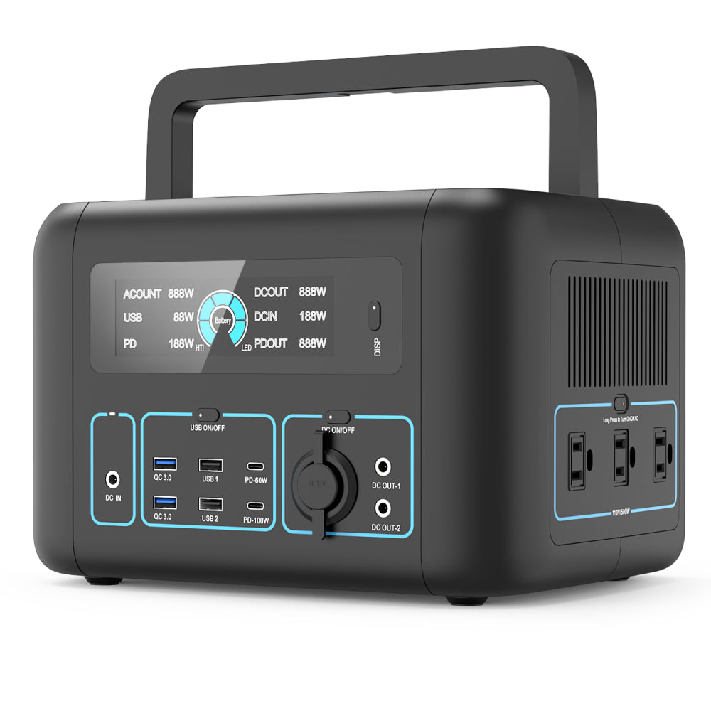555Wh NEXPOW Portable Power Station 500W (Peak 1000W) 150000mAh Backup ...
