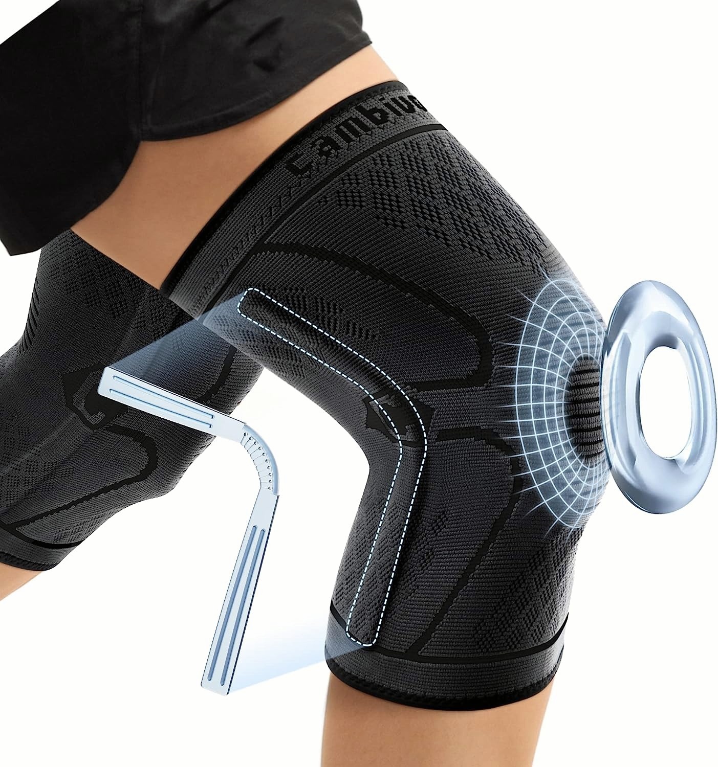 2-Pack CAMBIVO Knee Braces with Side Stabilizers & Patella Gel Pad ...