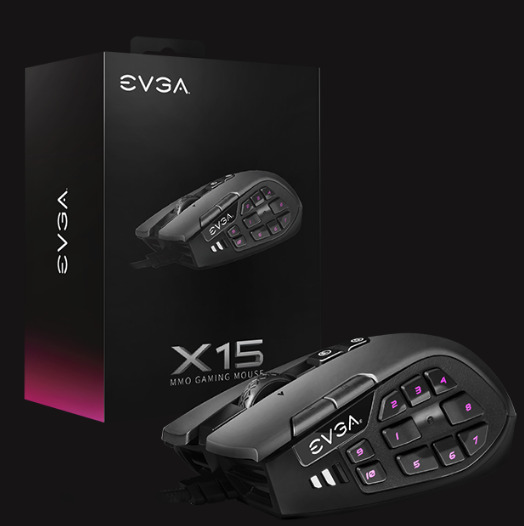 EVGA X15 MMO Gaming Mouse, 8k, Wired, Black, Customizable, 16,000 DPI ...