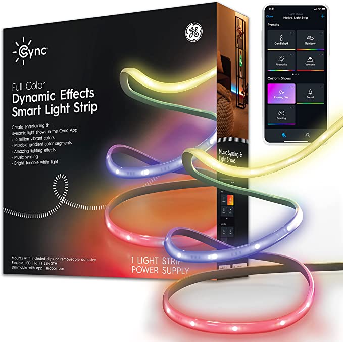 Amazon: GE CYNC Dynamic Effects LED Smart Light Strip, Full Color ...