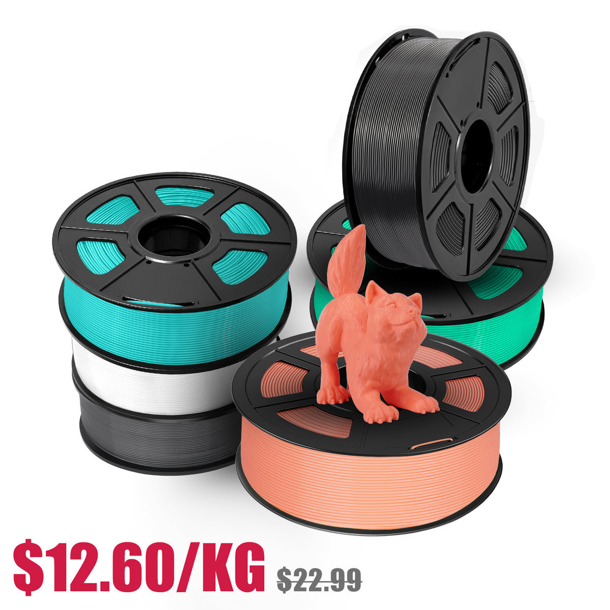 6 Spools of Sunlu 3D Printing Filament from $12.60/kg (PLA) or $13.91 ...