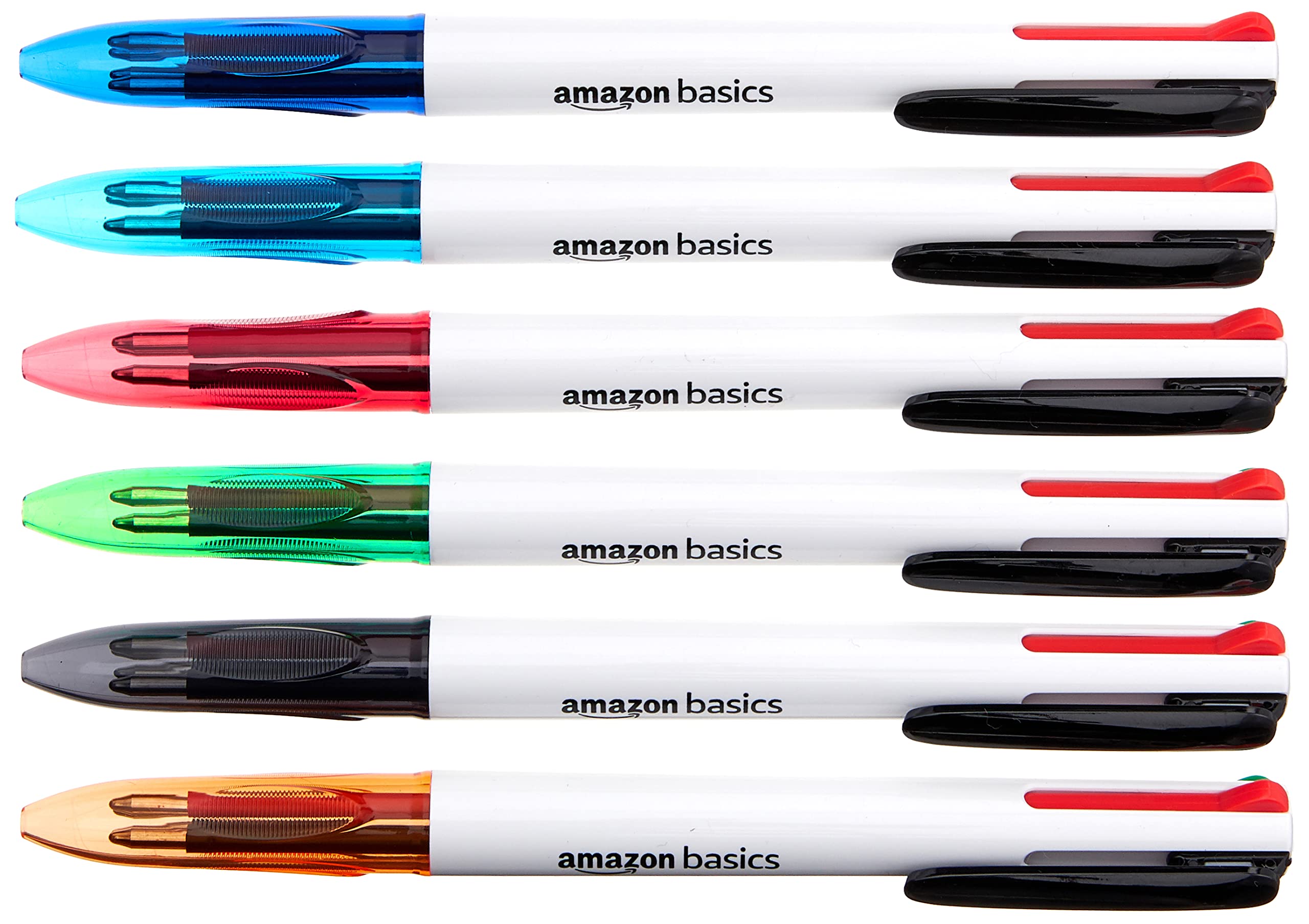 Amazon Basics 4 Color Retractable Ballpoint Pen, Medium Point 1.0 mm, 6 ...