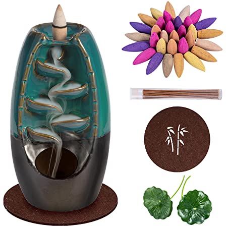 Incense Fountain Smoke Waterfall Backflow Incense Burner Ceramic Cone ...