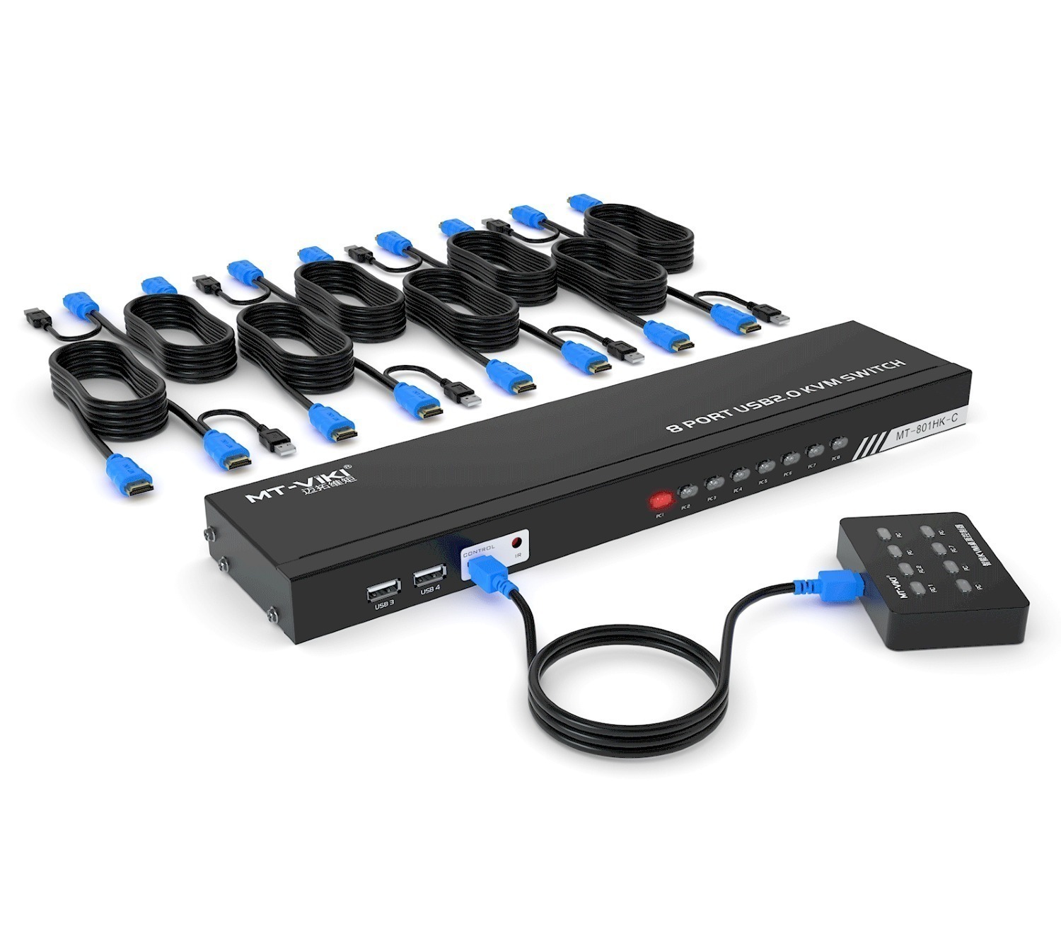 8-Port MT-VIKI HDMI KVM Switch Rackmount Console w/ 8-PK USB/HDMI KVM Cables (4k@30Hz) $97.30 ...
