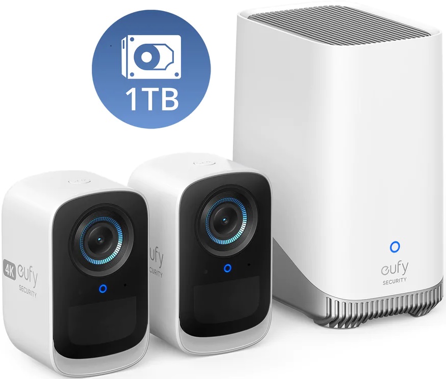 2-Camera eufyCam 3C 4K Wireless Home Security Kit + 1TB Hard Drive