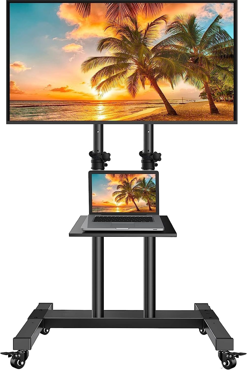 Perlegear Height Adjustable Mobile TV Stand w/ Wheels & Shelf (for 32 ...