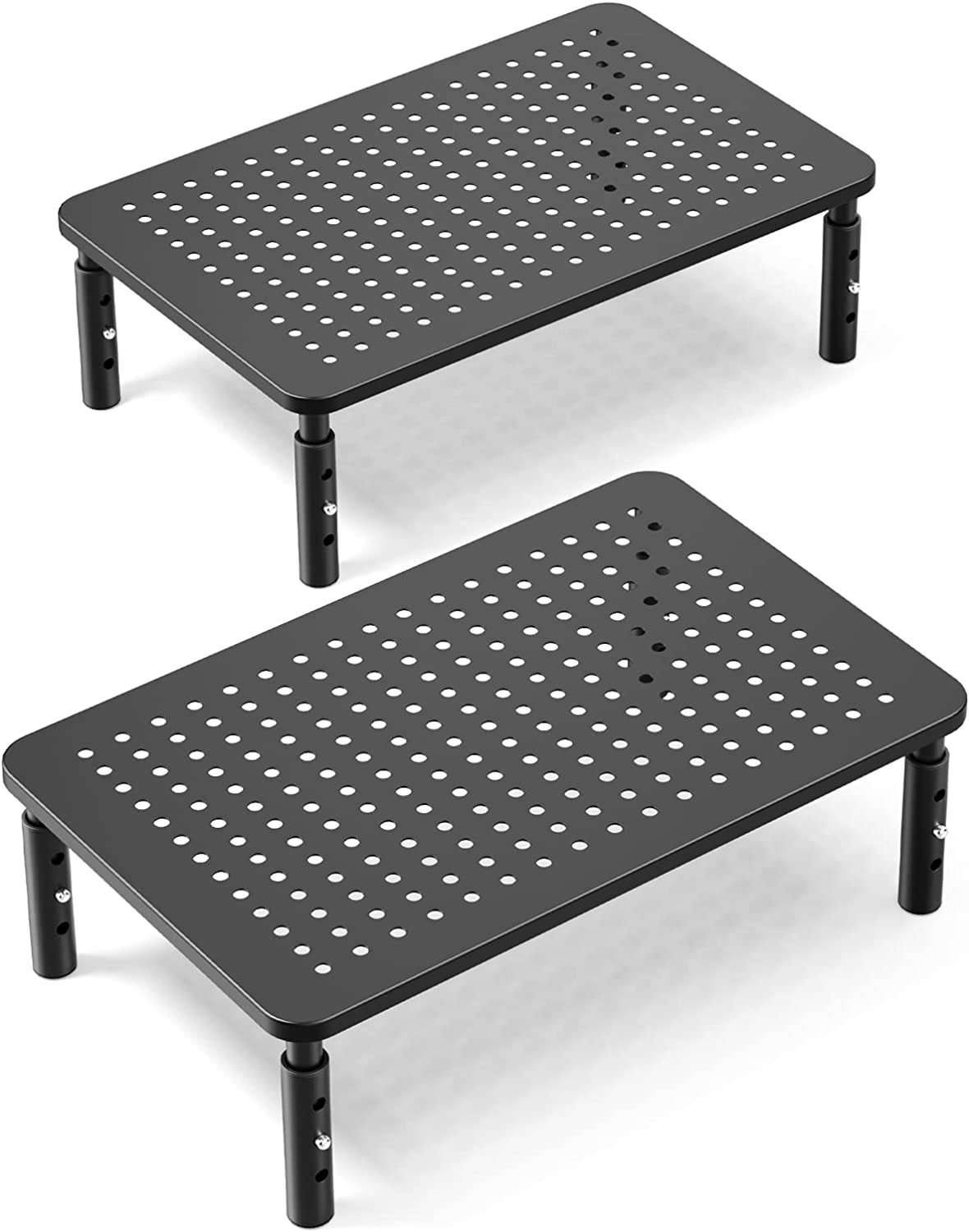 2-Pack LORYERGO 3 Height Adjustable Monitor Risers w/ Metal Vented ...