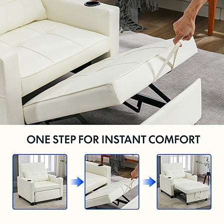 Flexispot 3-in-1 Sleeper Chair Convertible Sofa Bed w/ USB Ports ...