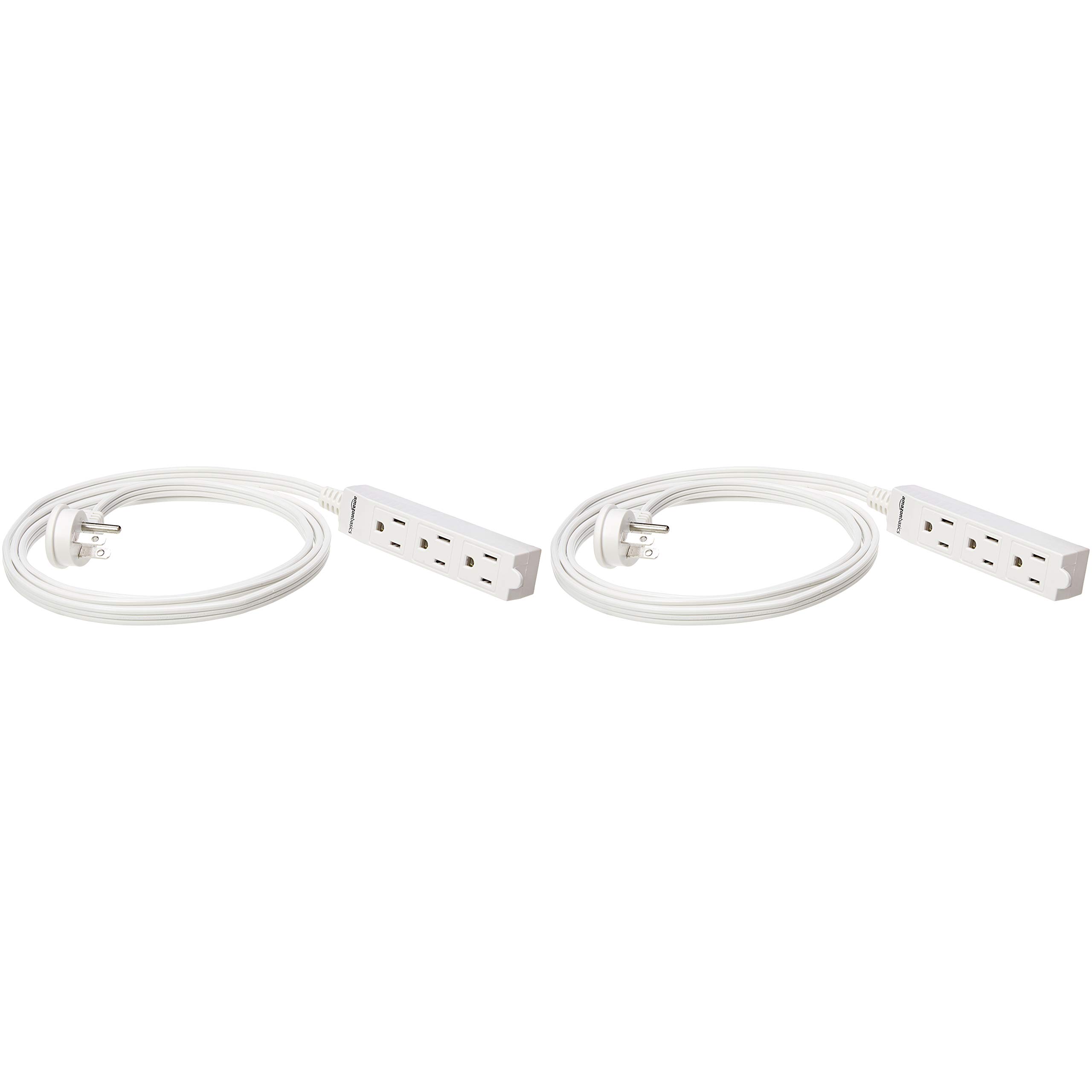 2-Pack Amazon Basics Indoor 6' Extension Cord 3-Outlet Power Strip w ...