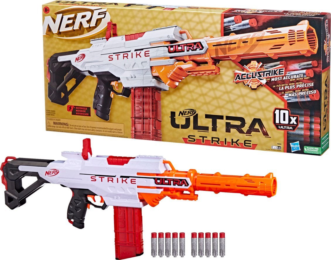 Nerf Ultra Strike Motorized Blaster w/ 10 AccuStrike Ultra Darts, 10 ...
