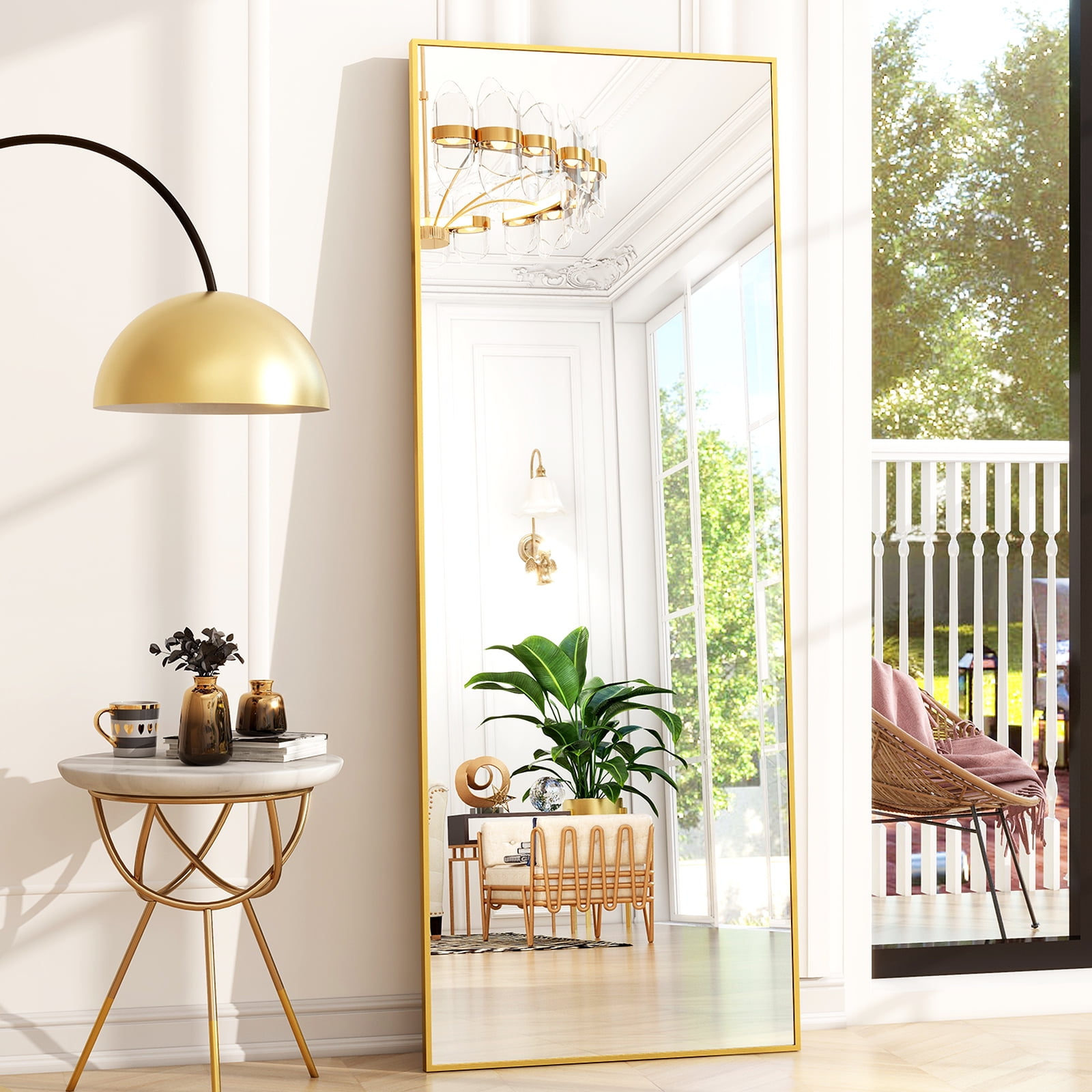 64 X 21 Beautypeak Full Length Rectangle Mirror W Stand Gold 49 Or