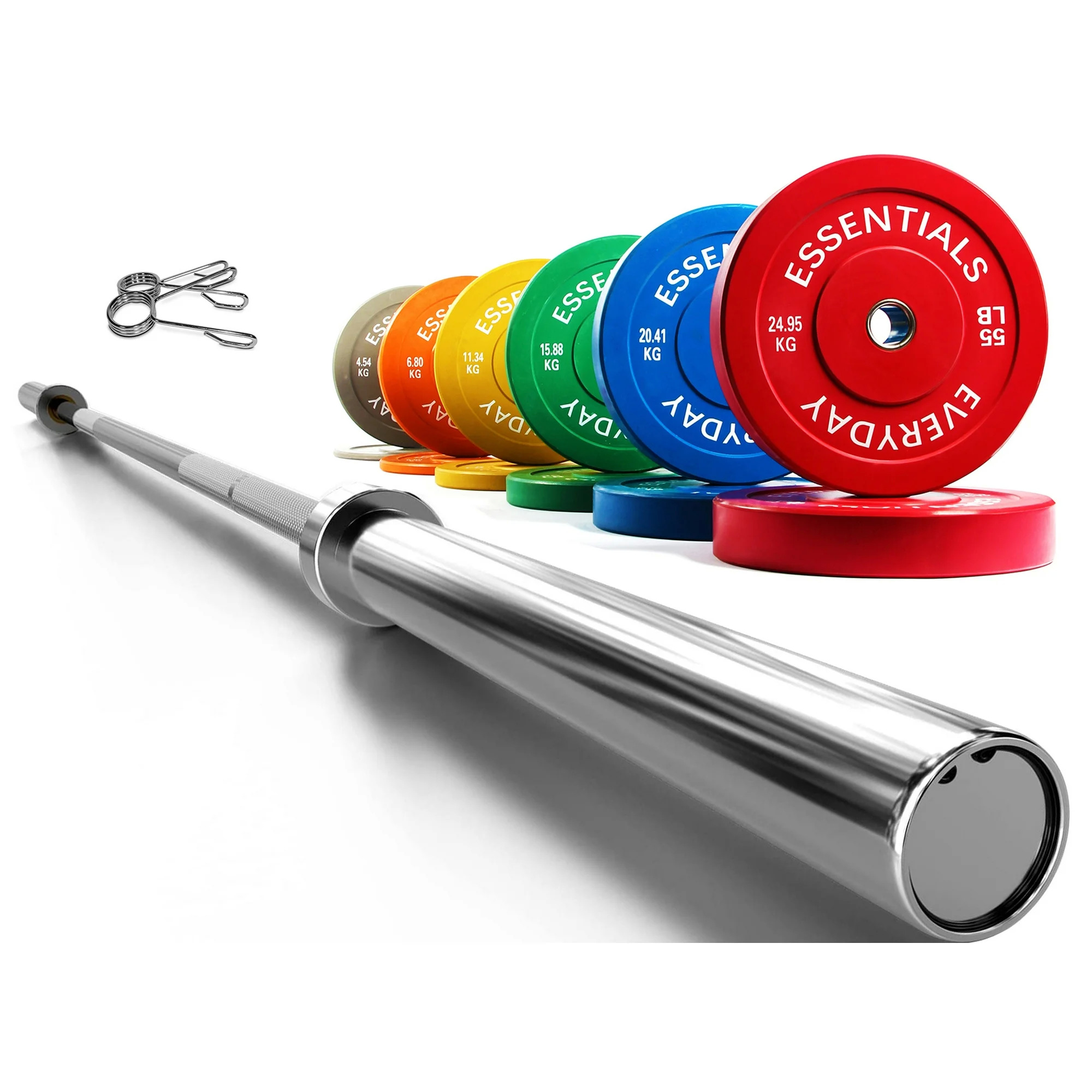 370 lbs BalanceFrom Olympic Bumper Plate Weight Plate Set w/ Olympic ...