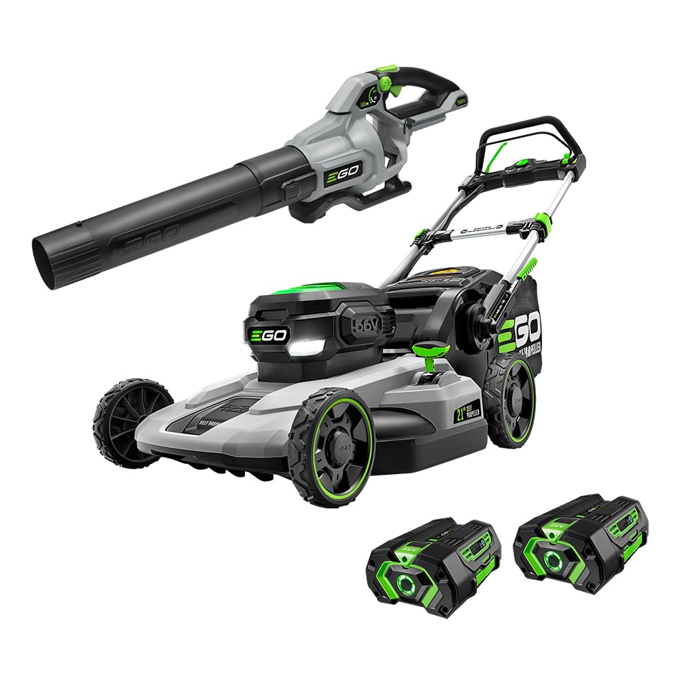EGO Power+ 21" 56V Lawn Mower + Cordless Leaf Blower w/ 2x 4Ah ...