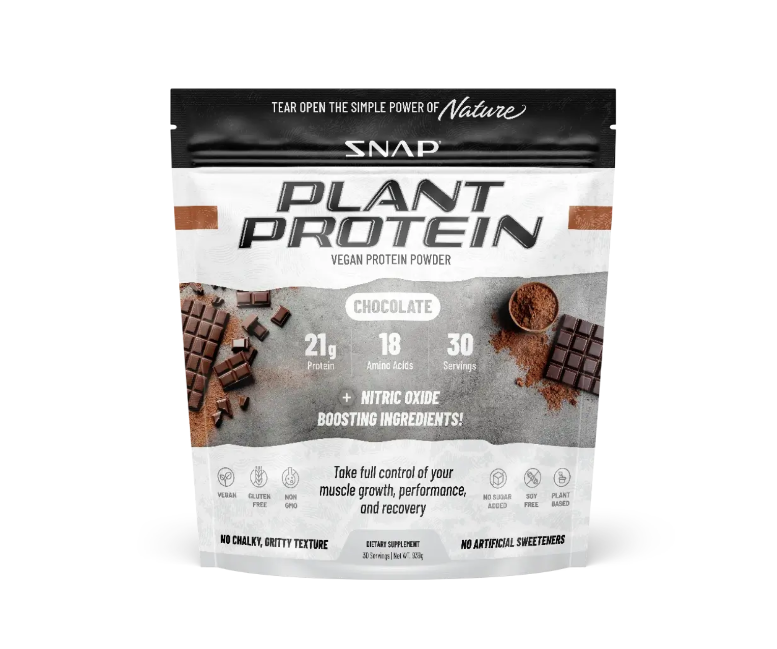 SNAP Supplements: Plant Protein with Nitric Oxide Booster (Chocolate ...