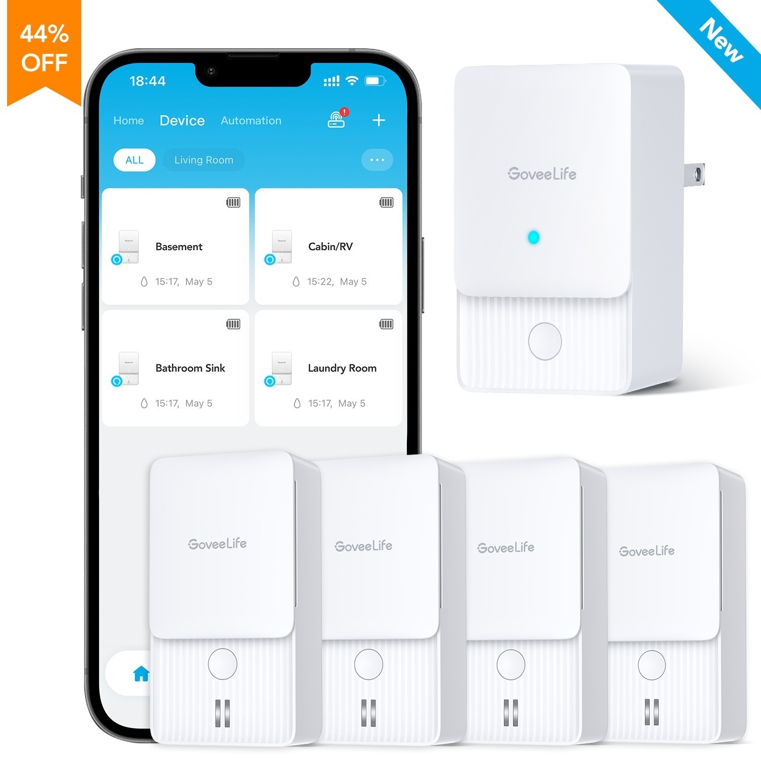 Prime Exclusive Goveelife Smart Wifi Water Leak Detector 1 Gateway And 4 Sensor Pack W 100db