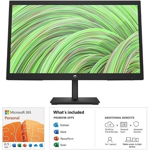 22" HP V22 FHD Gaming LCD Monitor + Microsoft 365 Personal 15 Month ...