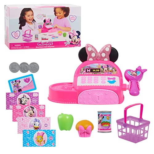 14-Piece Disney Junior Minnie Mouse Bowtique Cash Register with Sounds ...