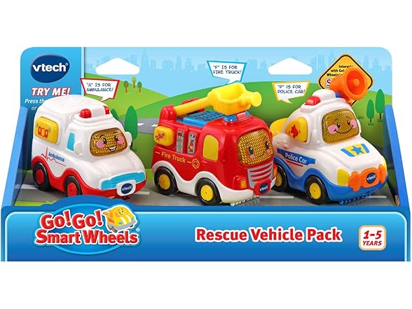 3-Pack VTech Go! Go! Smart Wheels Rescue Vehicle Set w/ Lights & Sounds ...