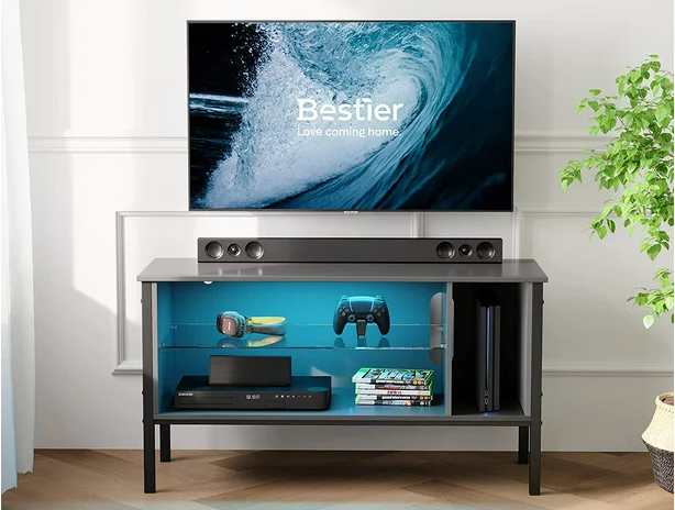 Bestier Gaming Entertainment Center LED TV Stand for TVs up to 50 ...