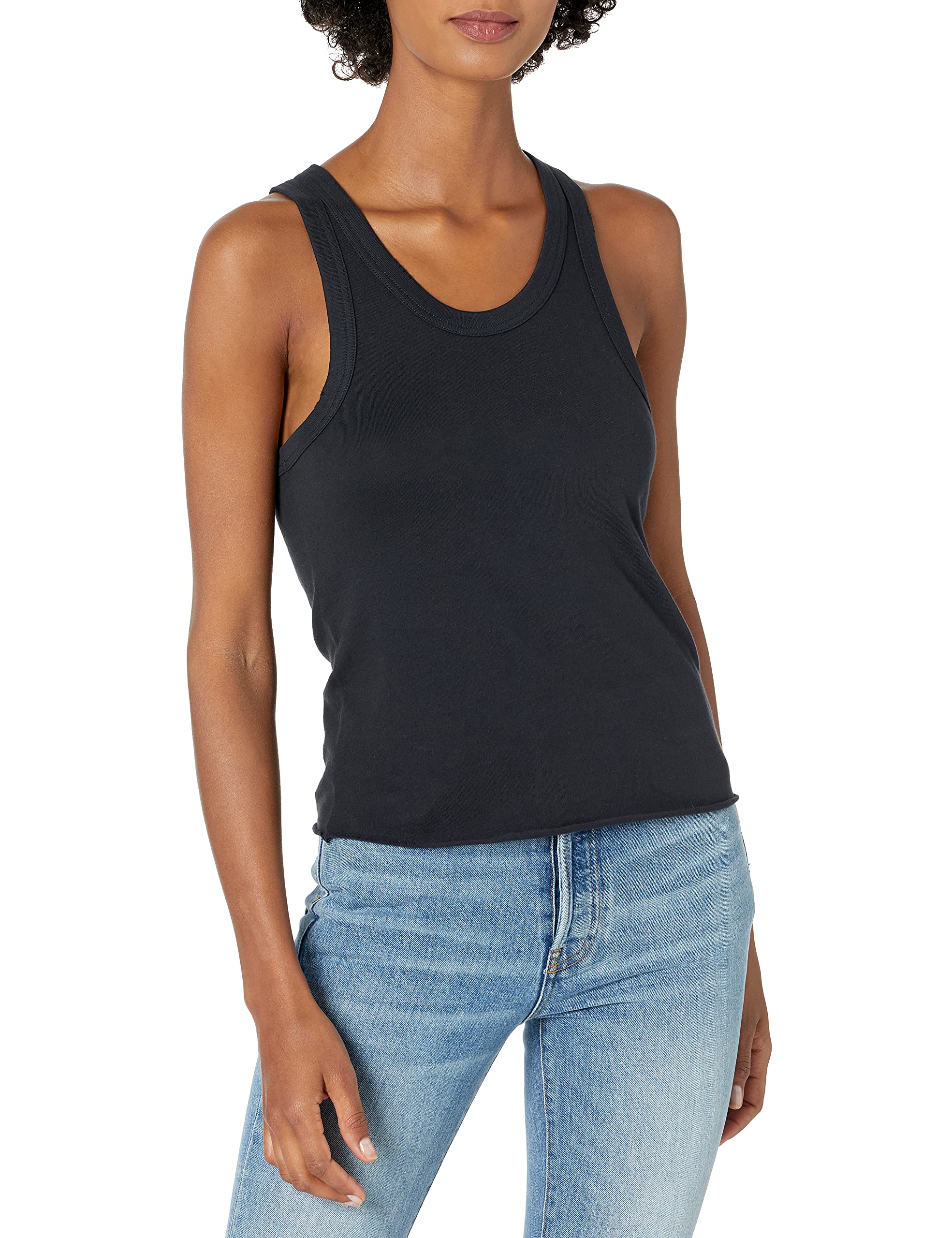 Bandier x Sincerely Jules The Willow Scoop Neck Tank Top (Black, Size L ...