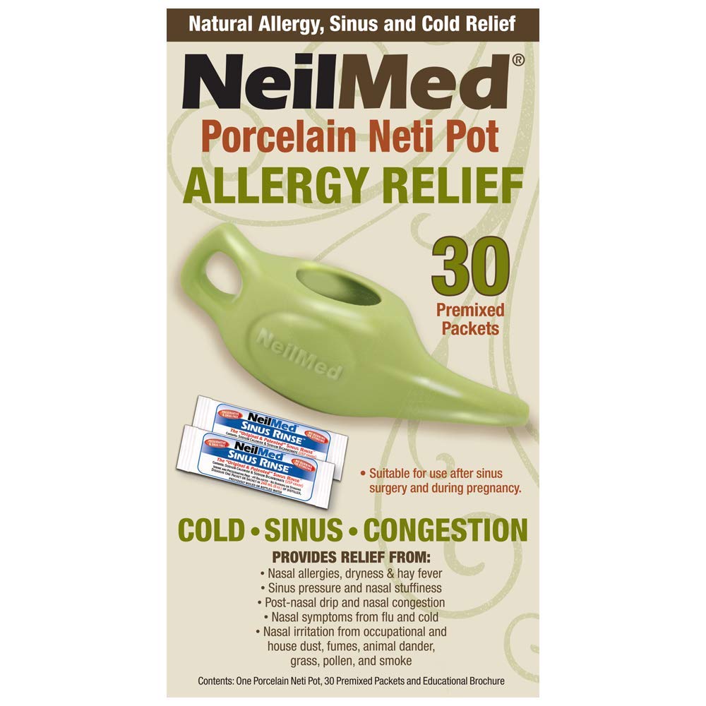 NeilMed Allergy Relief Classic Porcelain Neti Pot (Green) w/ 30 ...